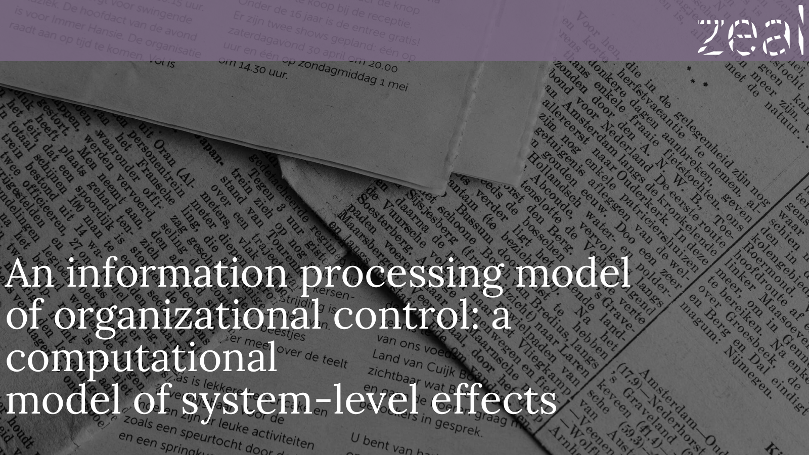 An information processing model of organizational control: a ...
